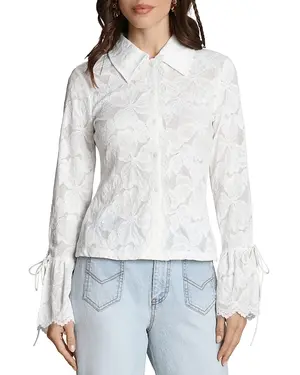 Tory Burch Flared Cuff Lace Blouse - White