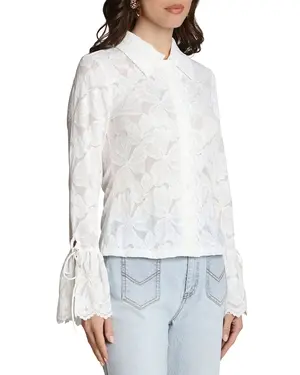 Tory Burch Flared Cuff Lace Blouse - White