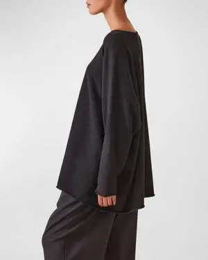 Eskandar A-line Bateau Neck Cashmere Sweater - Black