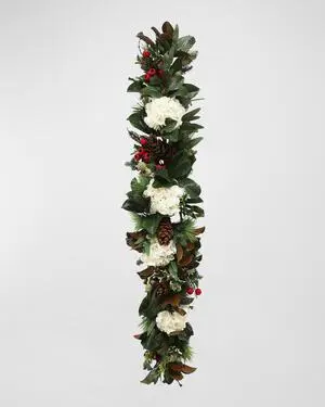 WINWARD HOME 60" Hydrangea Christmas Garland - White/green