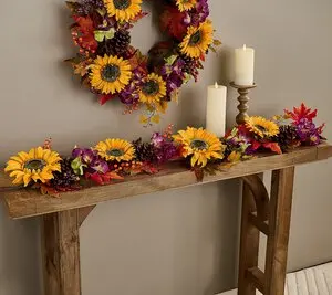 VALERIE PARR HILL 4' Sunflower, Berry, And Hydrangea Garland Valerie - One-color