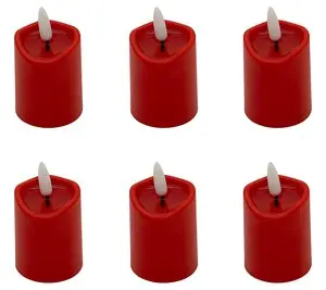 LUMABASE S/6 Battery Operated 3d Wick Flame Min I Pillars- Red - One-color