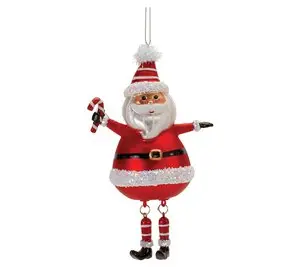 MELROSE Glass Santa Ornament With Dangle Legs - One-color