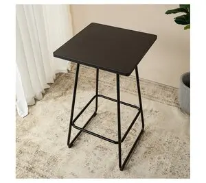 GLITZHOME Industrial Modern Bar Table With Steel Base - One-color