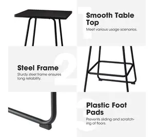 GLITZHOME Industrial Modern Bar Table With Steel Base