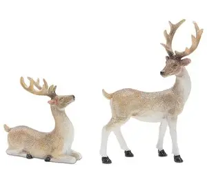 MELROSE Mini Glittered Holiday Deer Figurine - One-color