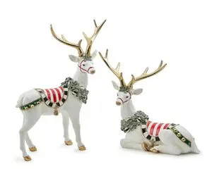 MACKENZIE-CHILDS As Is Set Of 2 Peppermint Reindeer - One-color