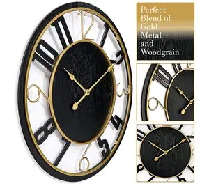 SORBUS 24' Wooden Wall Clock, Battery Operated