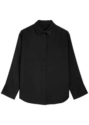 FLEUR OF ENGLAND Fleur Du Jour Silk-satin Pyjama Shirt - Black