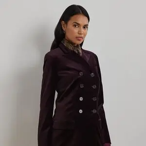 Ralph Lauren Double-breasted Velvet Blazer - Royal Claret Velvet