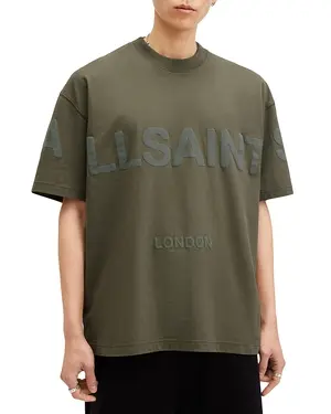 ALLSAINTS Biggy Cotton Tonal Logo Tee Ash Khaki