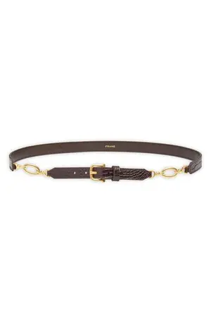 FRAME Croc Embossed Leather Belt - Espresso Croc