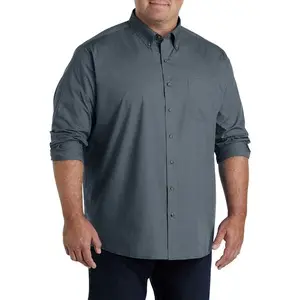 HARBOR BAY BY DXL Big & Tall Easy-care Solid Sport Shirt Iron Gate