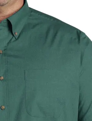 HARBOR BAY BY DXL Big & Tall Easy-care Solid Sport Shirt - Trekking Green Hther