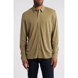 Johnston & Murphy Vintage Wash Bird's Eye Button-up Shirt - Olive