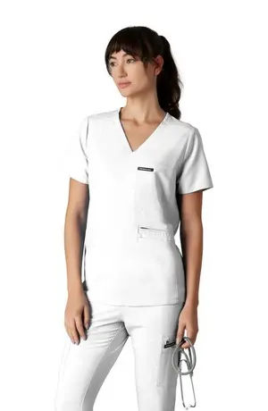 MEMBERS ONLY Palermo 4-pocket Scrub Top - White