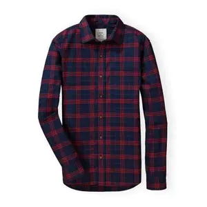 HOPE & HENRY Organic Long Sleeve Flannel Button Down Shirt Red And Blue Plaid