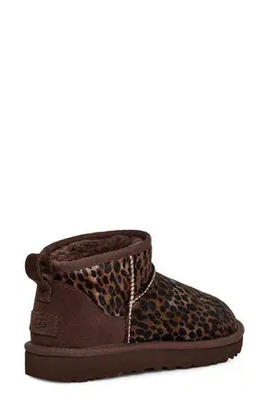 UGG Classic Ultra Mini Leopard Print Calf Hair Booties - Bcdr