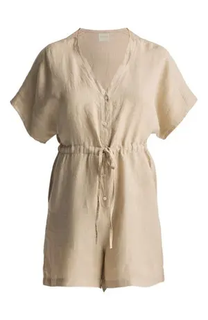 REISTOR V-neck Romper - Neutral Beige