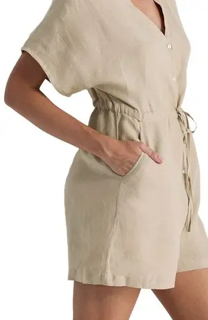REISTOR V-neck Romper - Neutral Beige
