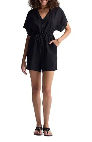 REISTOR V-neck Drawstring Romper - Solid