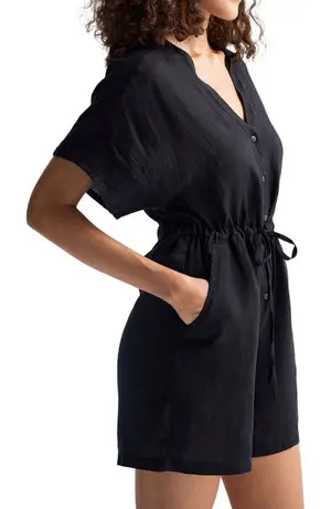 REISTOR V-neck Drawstring Romper - Solid