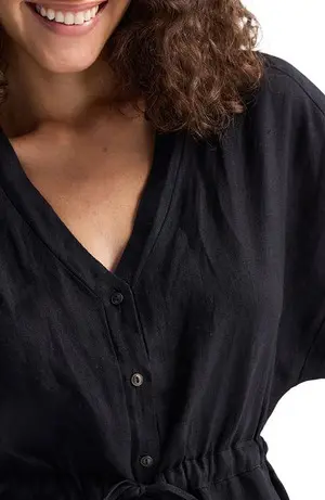 REISTOR V-neck Drawstring Romper - Solid