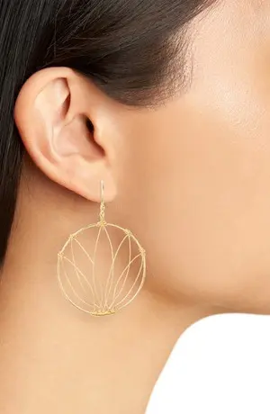 KIARA BY KI-ELE Selena Lotus Hoop Earrings - Golden