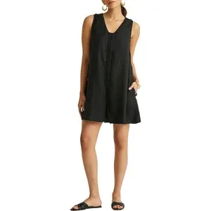 REISTOR Relaxed Fit Hemp Romper - Black