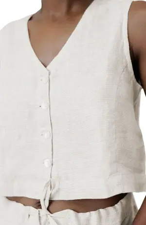 REISTOR Cropped Linen Vest Top