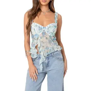 EDIKTED Floral Cascade Ruffle Camisole