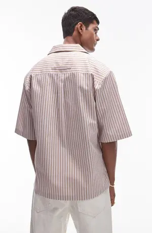 Topman Stripe Oversize Camp Shirt