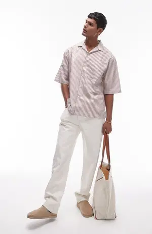 Topman Stripe Oversize Camp Shirt
