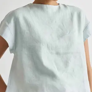 REISTOR Cap Sleeved Top With Peephole Back - Summer Blue