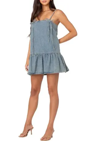 EDIKTED Dylan Denim Shift Minidress