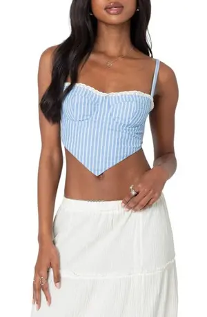 EDIKTED Puckered Triangle Hem Corset Crop Top
