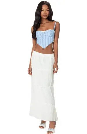 EDIKTED Puckered Triangle Hem Corset Crop Top