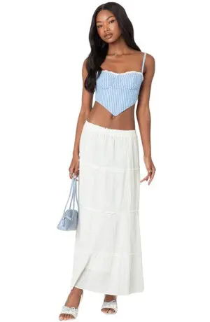 EDIKTED Puckered Triangle Hem Corset Crop Top