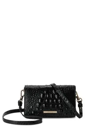Brahmin Minuette Croc Embossed Leather Crossbody Bag - Black