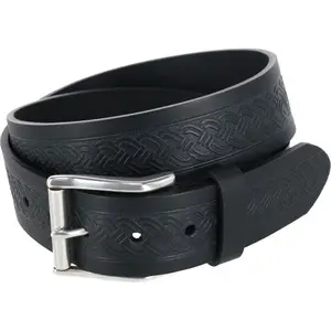 Trafalgar Grady 40mm Celtic Scroll Embossed Leather Jean Belt - Black