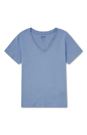 PACT Organic Cotton Softspun V-neck Tee - Hydrangea Blue