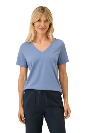 PACT Organic Cotton Softspun V-neck Tee - Hydrangea Blue