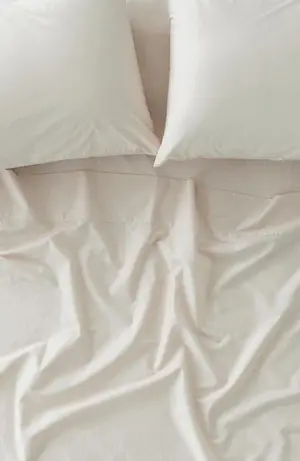 PACT Organic Cotton Organic Room Service Sateen Flat Sheet - Bone