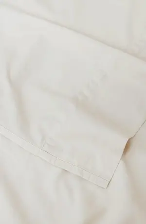 PACT Organic Cotton Organic Room Service Sateen Flat Sheet - Bone