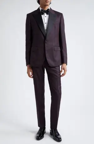Dolce & Gabbana Maroon Wool Blend Tuxedo - Fantasia