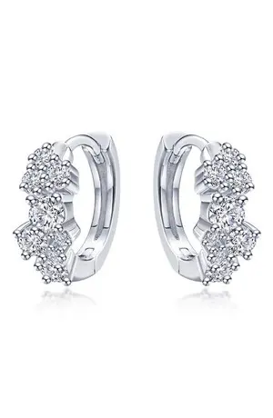 Lafonn Clustered Diamond Huggie Hoop Earrings - Silver