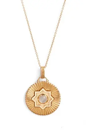 Anzie Marakesh Moonstone Medallion Pendant Necklace - Silver