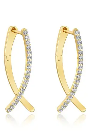 Lafonn Pavé Simulated Diamond Crossover Oval Hoop Earrings - Gold/white