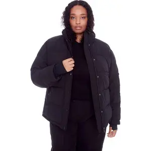 ALPINE NORTH Vegan Down Short Quilted Puffer Jacket - Black