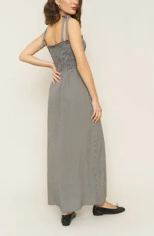 WHIMSY + ROW Smocked Bodice Maxi Dress With Tie Straps